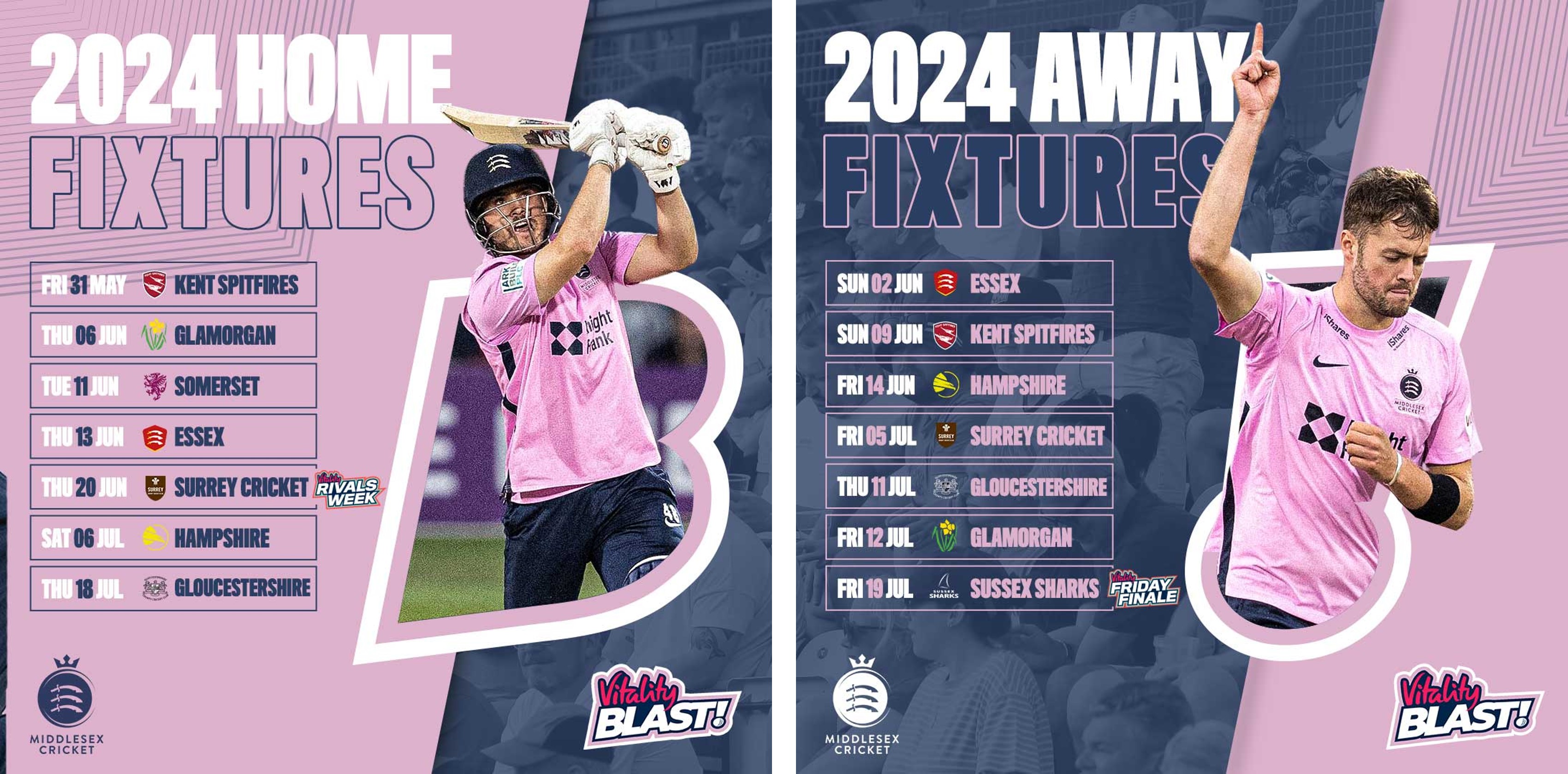 MIDDLESEX AND SUNRISERS 2024 FIXTURES ANNOUNCED TODAY
