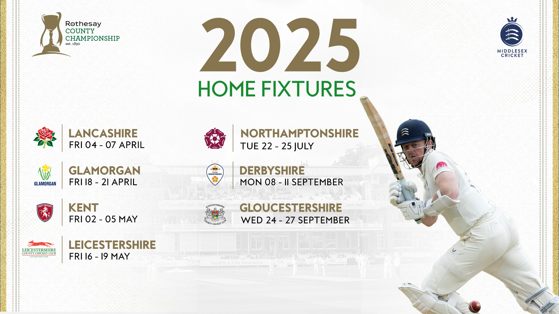 2025 COUNTY CHAMPIONSHIP AND ONE-DAY CUP FIXTURES RELEASED!