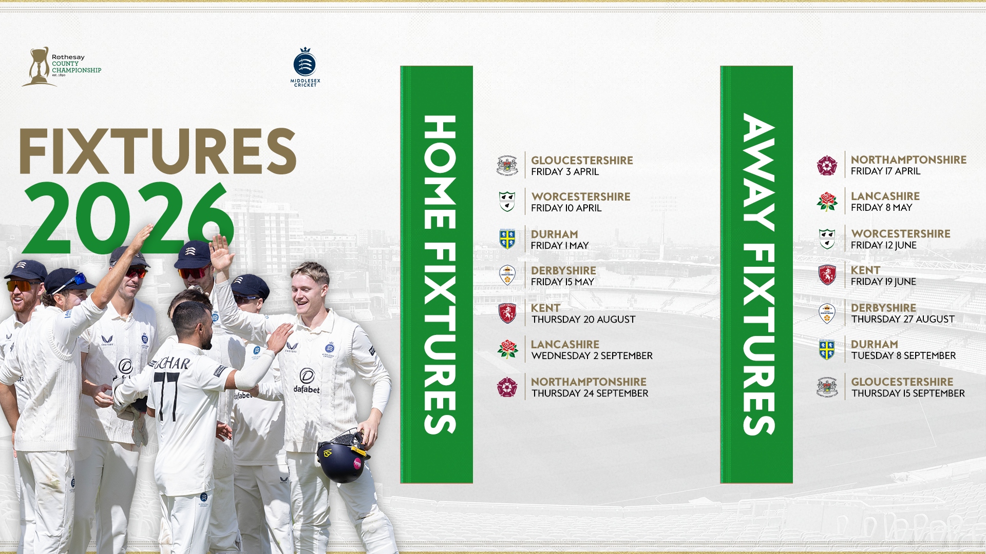 2026 COUNTY CHAMPIONSHIP AND ONE-DAY CUP FIXTURES RELEASED